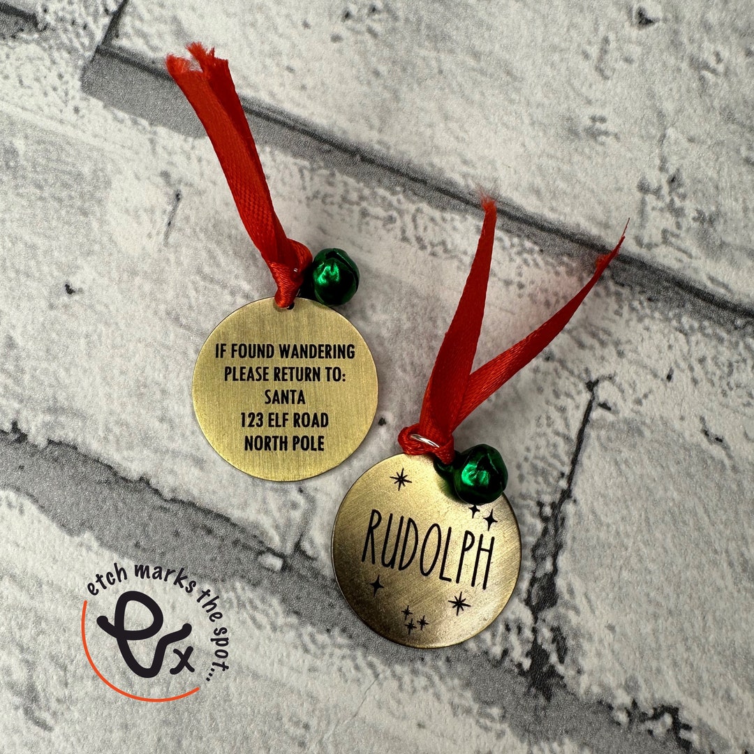 Rudolph's Lost Brass Name Tag: Christmas Keepsake With Bell - Etsy UK