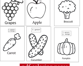 COLORING Pages for Kids Instant Download PDF 11 Pages With Guid Colors ...