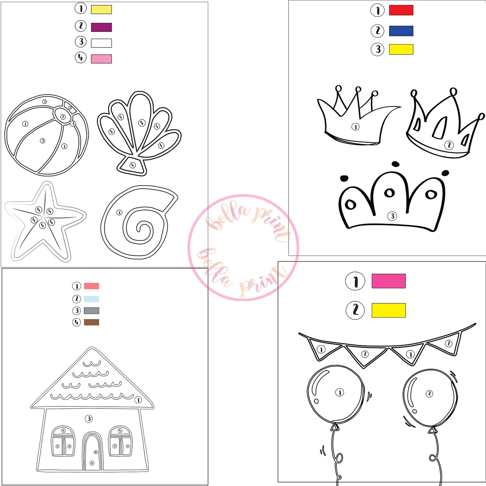 COLORING Pages for Kids Instant Download PDF 11 Pages With Guid Colors ...