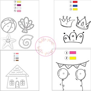 COLORING Pages for Kids Instant Download PDF 11 Pages With Guid Colors ...