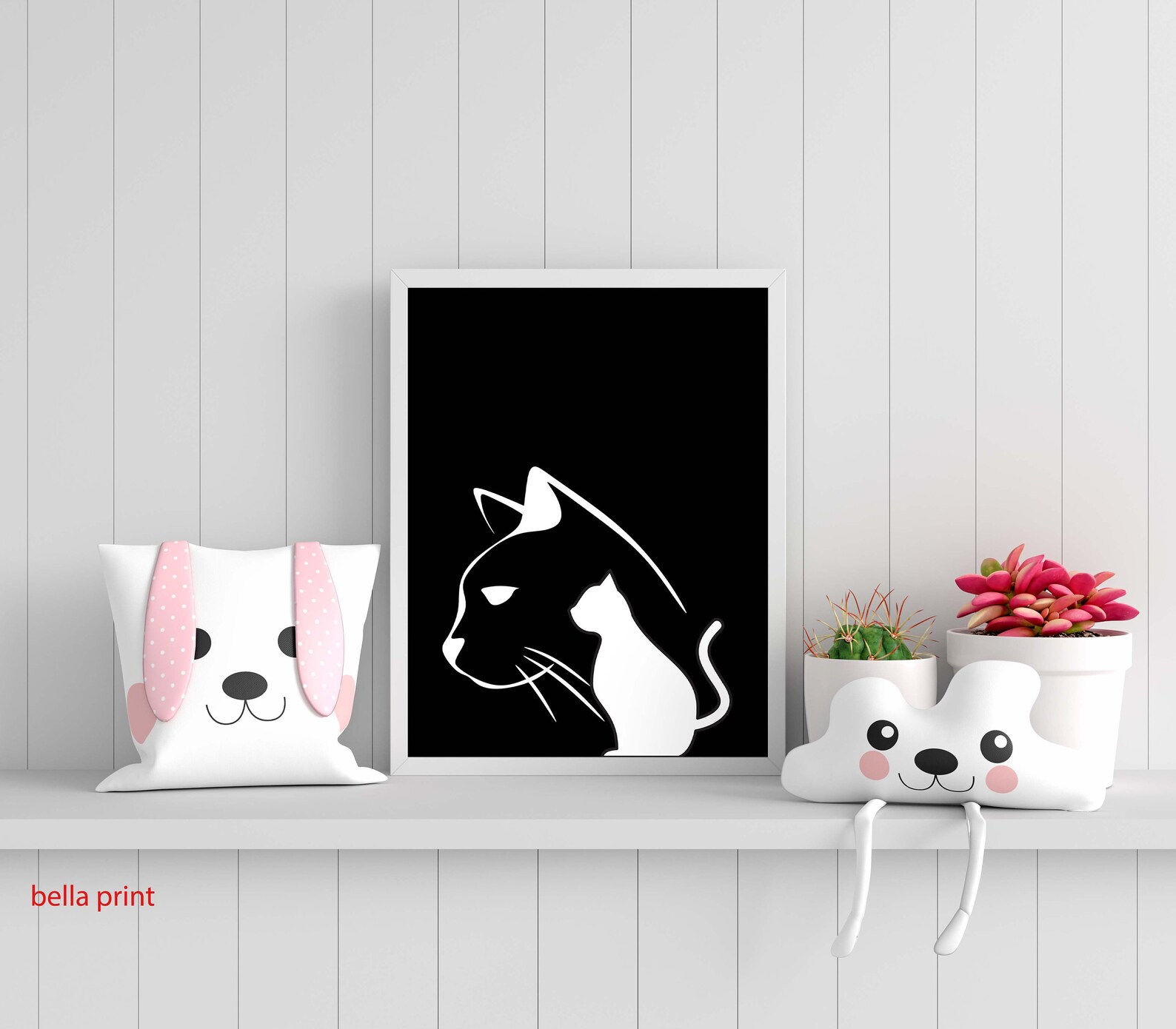 White Cat Poster , Wall Art, Cat Poster, DIGITAL DOWNLOAD, Printable ...