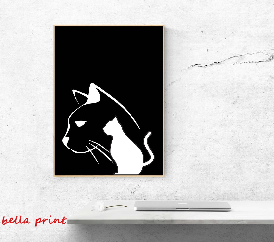 White Cat Poster Wall Art Cat Poster DIGITAL DOWNLOAD - Etsy