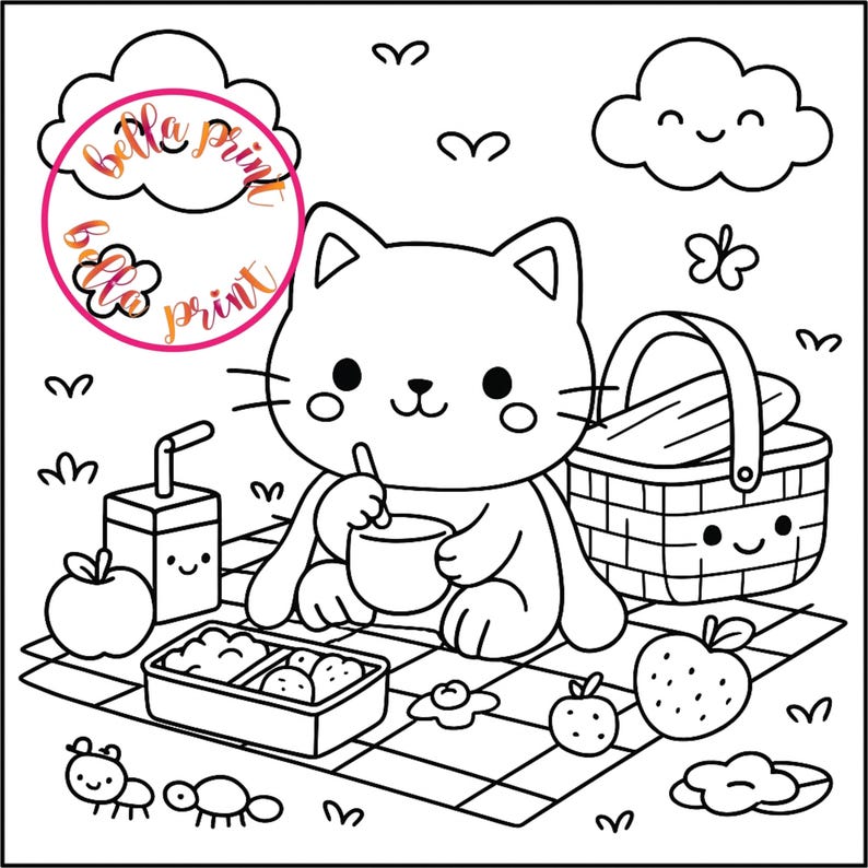 Tiny Cats Coloring Book – 20 Kawaii Pages for Kids Teens and Adults ...