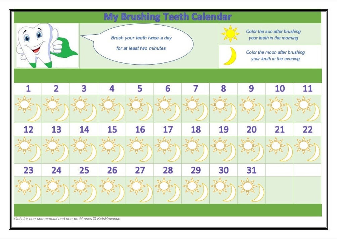 Tooth Brushing Chore Chart Printable Planner Teeth Brushing - Etsy