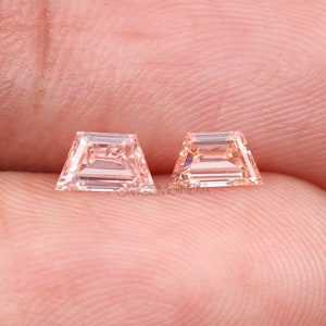1.50 CT | Pink Diamond | Trapezoid Cut Diamond Pair | Lab Grown Diamond ...