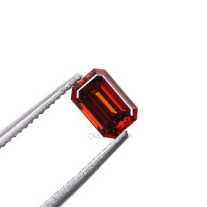 0.52 CT Red Color Emerald Cut Diamond Lab Grown Diamond Unique Cut ...