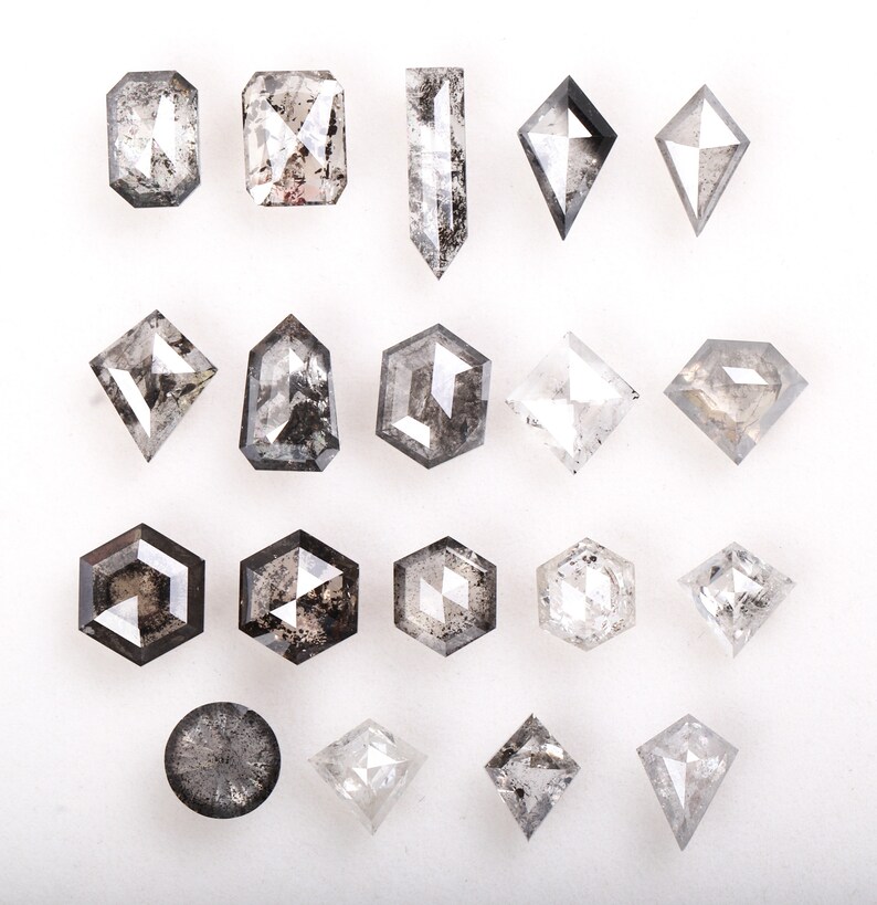 Salt and Pepper Diamond Mix Shape Diamond Handmade Jewelry - Etsy