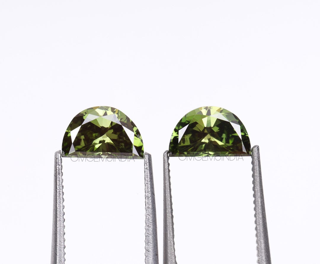 3.00 CT | Green Diamond | Crescent Cut Diamond Pair | Lab Grown Diamond ...