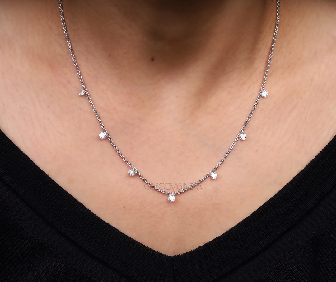 Diamond Charm Necklace | Diamond Necklace | Dainty Necklace | Solitaire ...