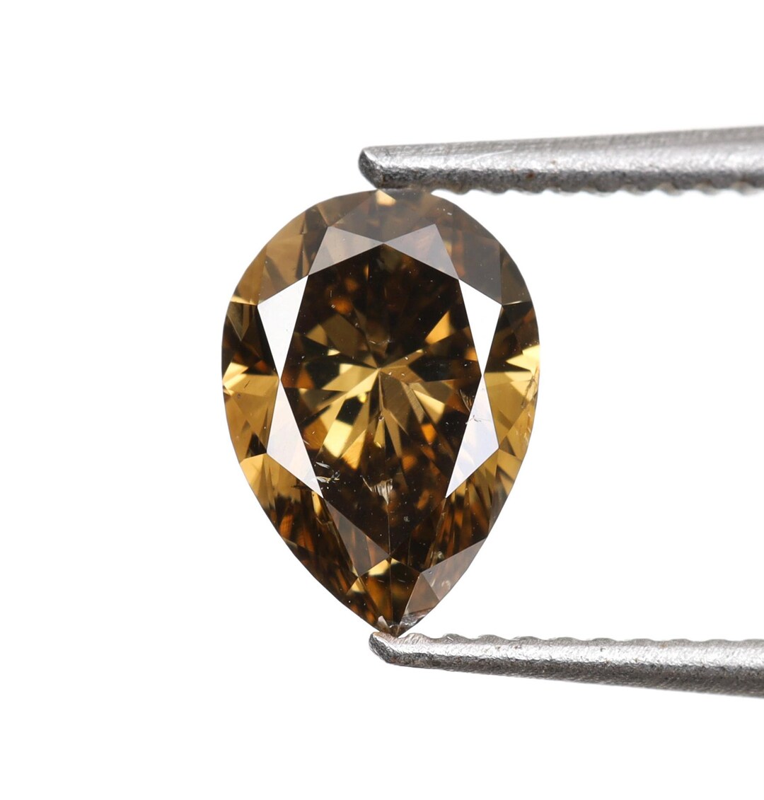 0.41 CT, 6.0 X 4.2 MM Enhanced Brown Color Diamond Pear Cut Diamond ...