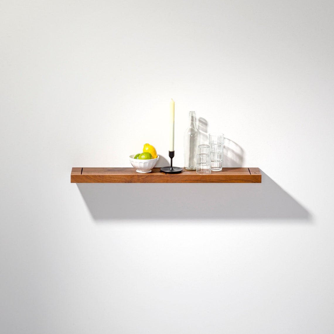 Small Walnut Wall Shelf Made of Solid Wood - Etsy