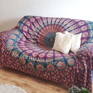Indian Sofa Cover Bohemian Boho Sofa Couch Cover Cotton Slip - Etsy