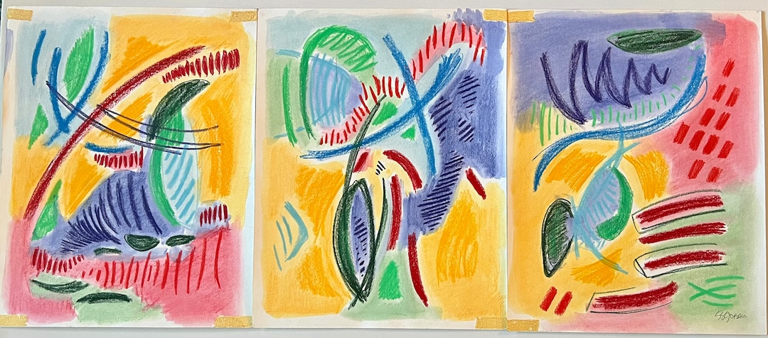 Color Study Triptych – Original Signed Abstract Art in Colored Pencil ...