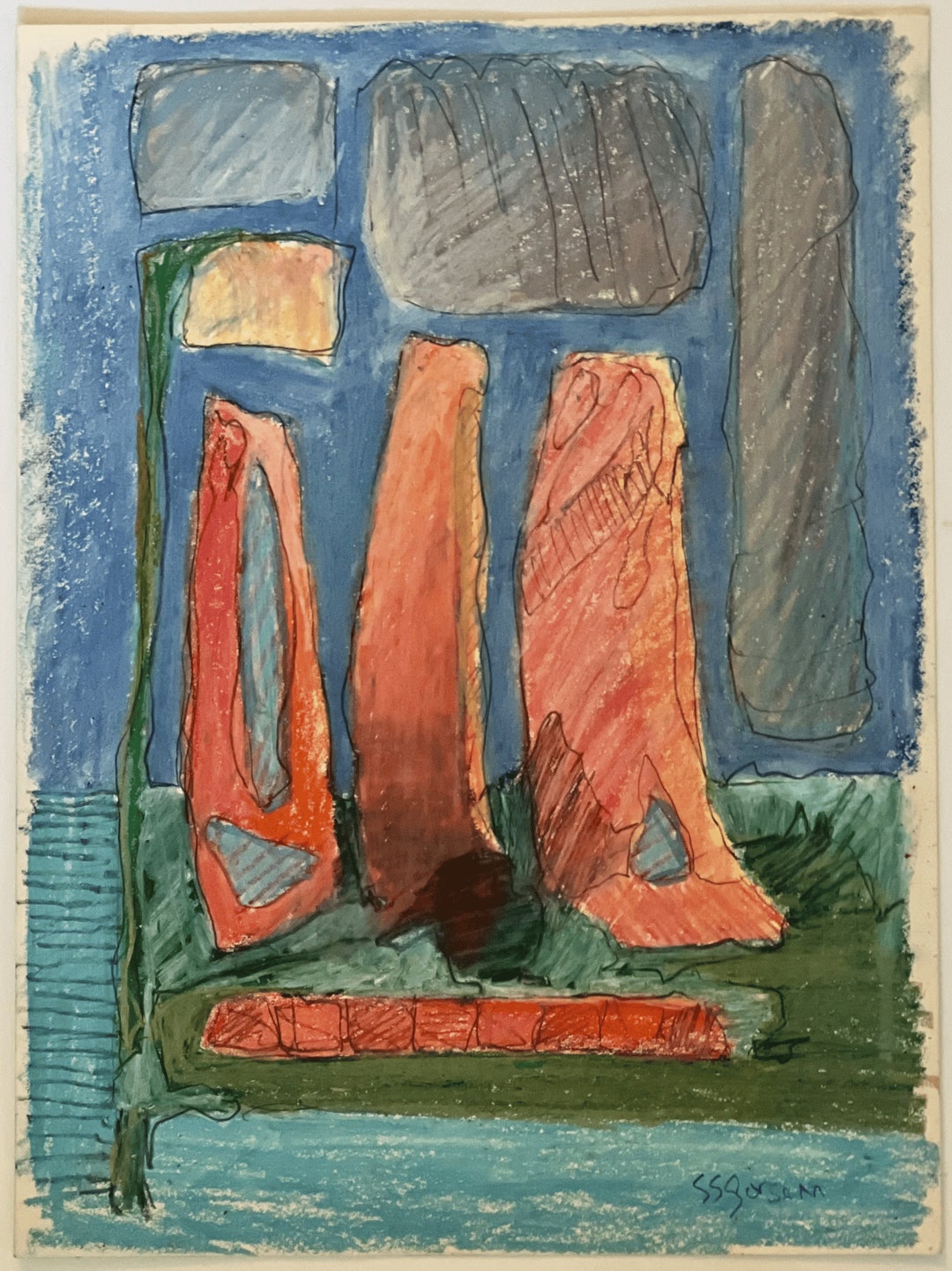 Standing Stones Art: Original Mixed Media Oil Pastel Drawing - Etsy
