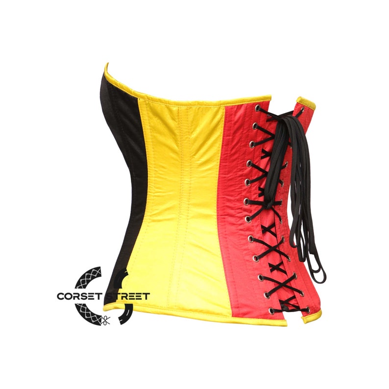 Red and Gold-yellow and Black Corset Overbust Satin German Flag Gothic ...