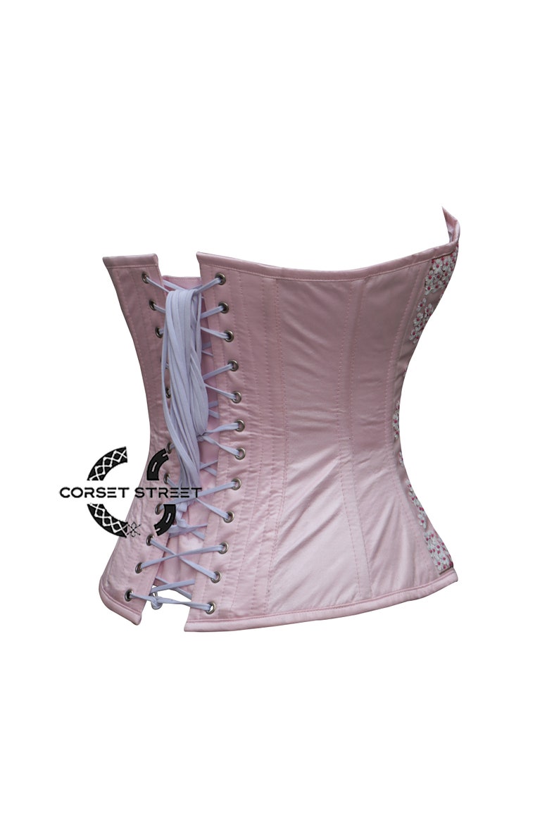 Light Pink Satin White Sequins Burlesque Costume for Women Overbust ...