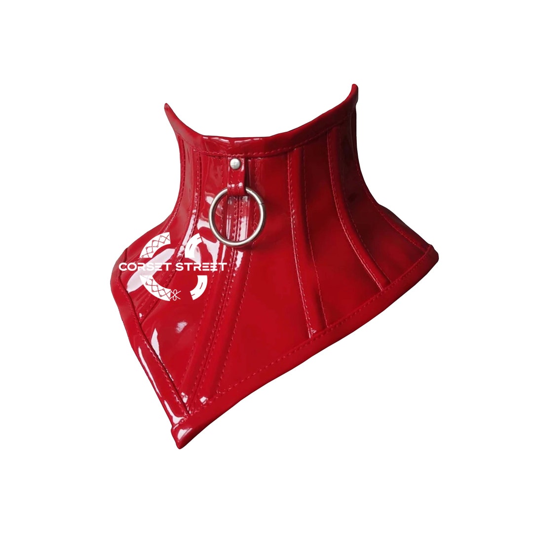 Red PVC Leather Gothic Costume Neck Corset Posture Collar, Leather Neck ...