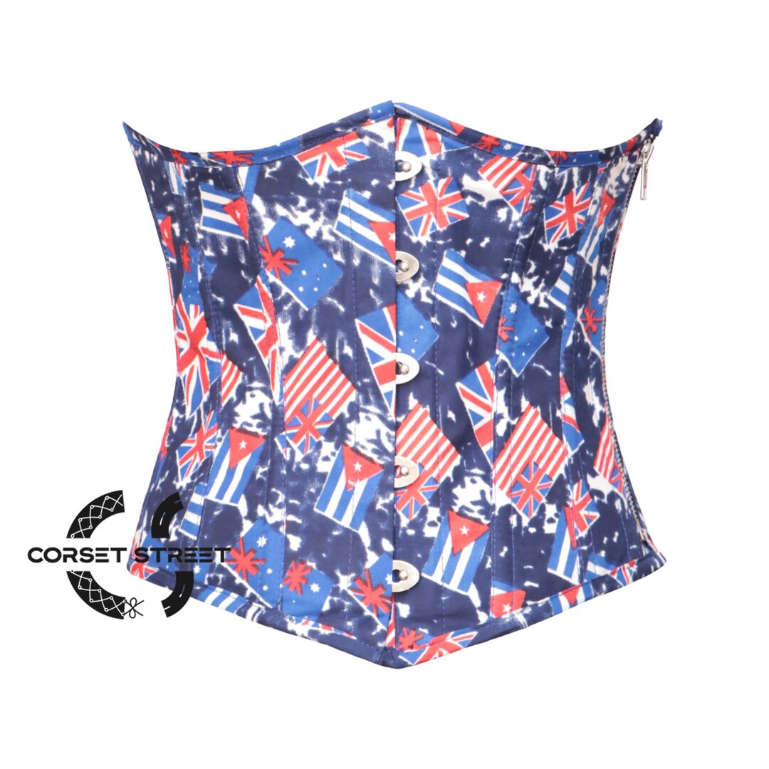 Printed Flags Cotton Corset Gothic Costume Underbust Bustier Top - Etsy