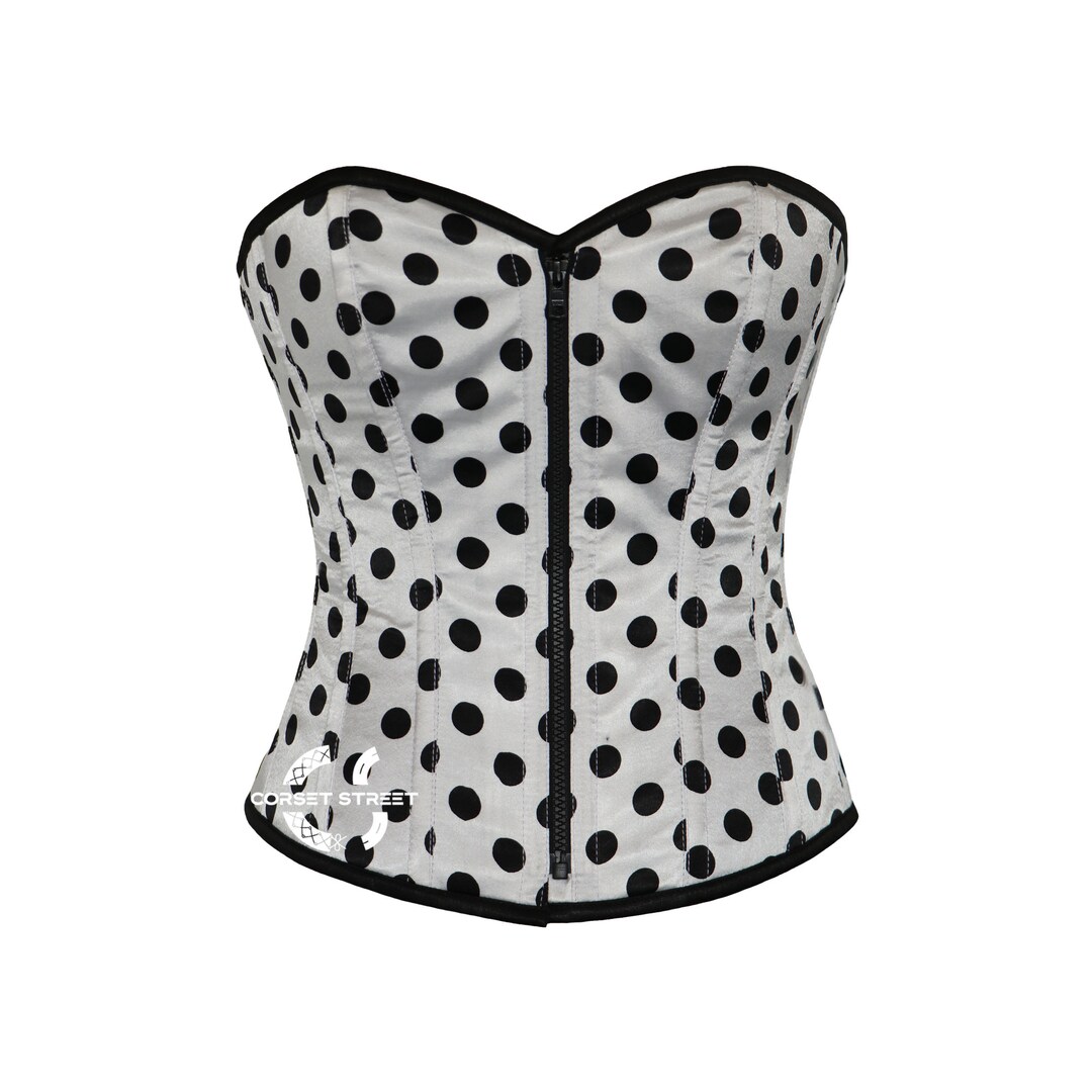 White Satin Polka Dot Overbust Corset Top, Gothic Bumble Bee Costume - Etsy