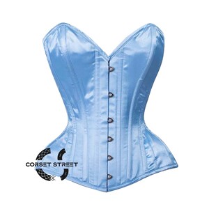 Light Blue Satin Gothic Overbust Corset Top Bustier Costume - Etsy