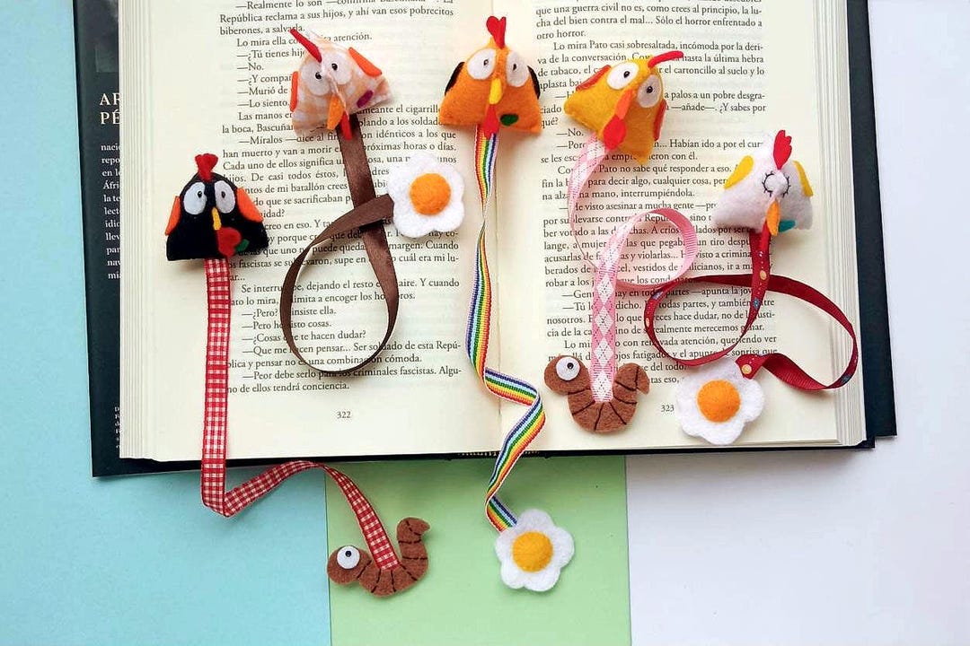 Felt Chicken Bookmark: Handmade Rooster, Colourful Gift for Chicken ...