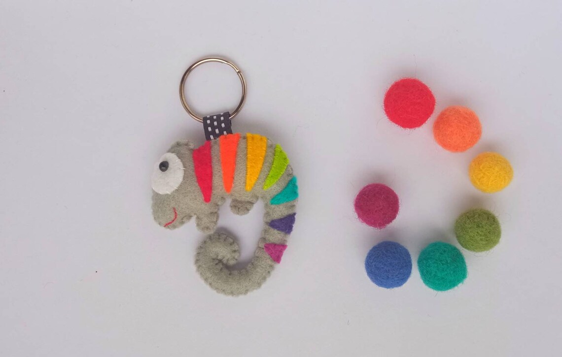 Rainbow Animals Felt Keyring Chameleon Turkey Peacock - Etsy