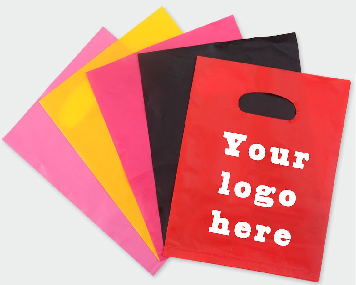 Custom Printed Plastic Retail Bags, Die Cut Handle - Etsy