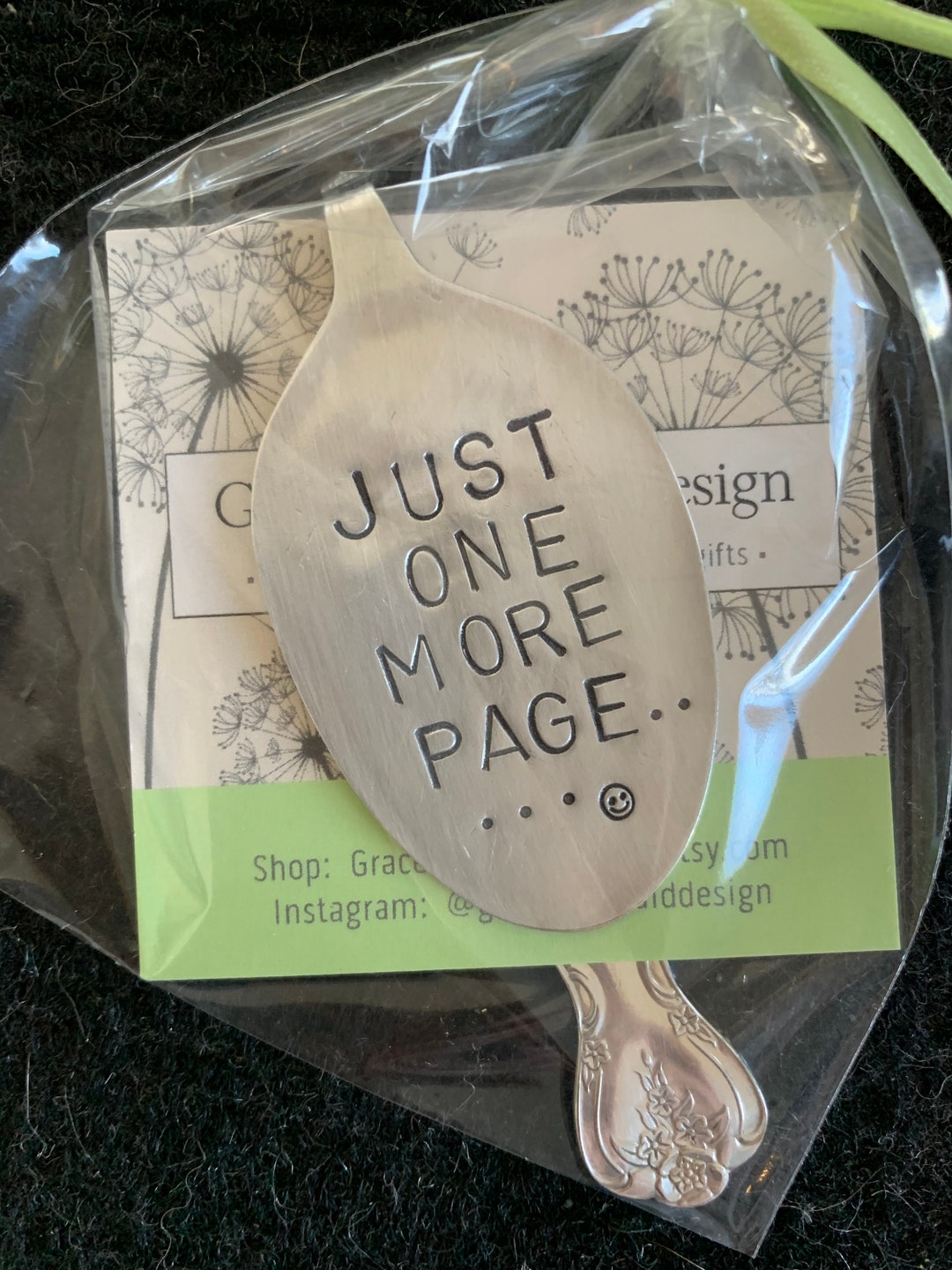 Bookmark - "just One More Page" - Stamped Spoon Bookmark - Handmade ...