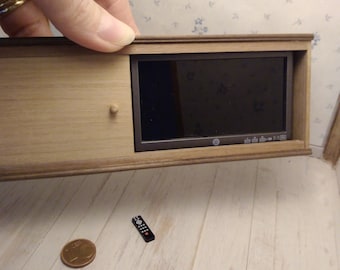 Dollhouse Miniature TV Unit, Television Cabinet, White, 1:12 Scale ...