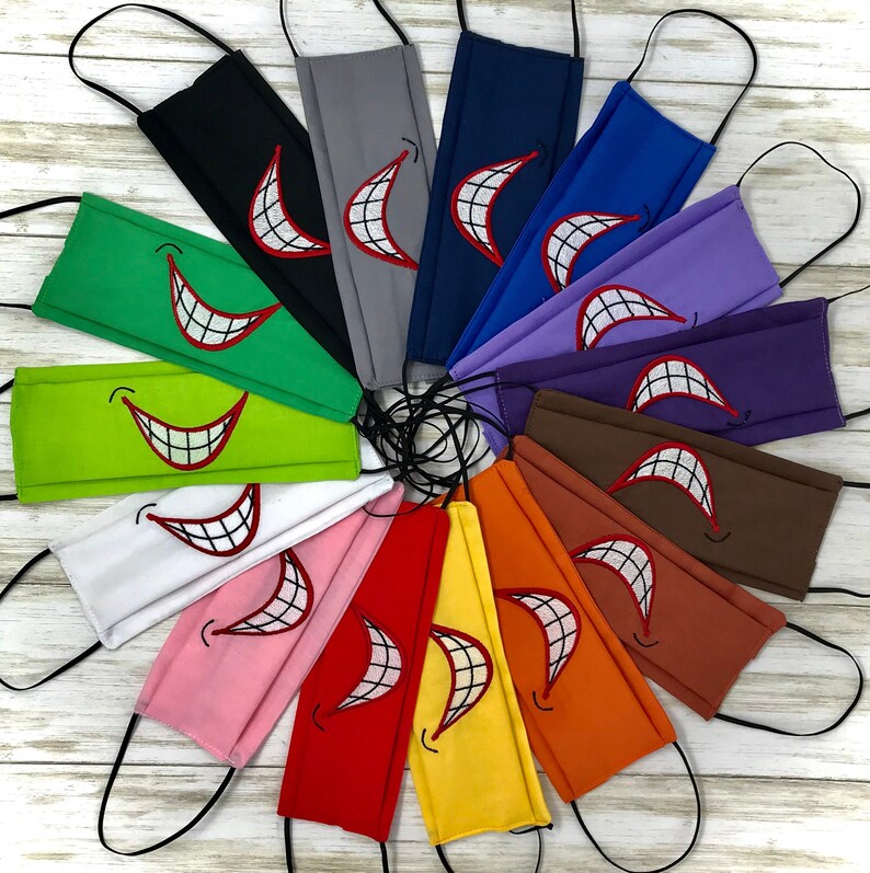 Happy Smile. Embroidered Face Mask. Reusable Washable Mask for - Etsy