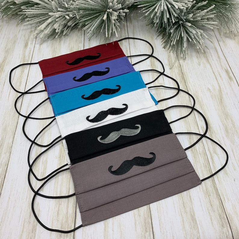 Mustache Embroidered Face Mask. Cotton Mask for Face. Choose Your Color ...