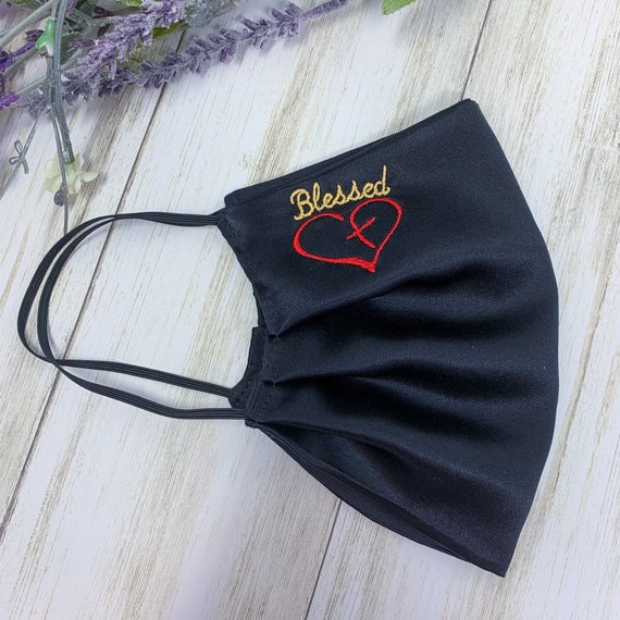 Blessed Embroidered Real Silk Face Mask. Pure Silk Embroidered | Etsy
