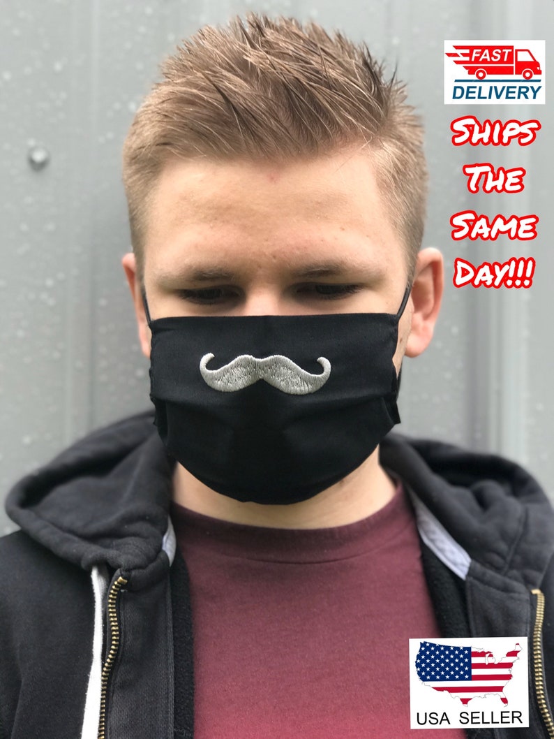 Mustache Embroidered Face Mask. Cotton Mask for Face. Choose - Etsy