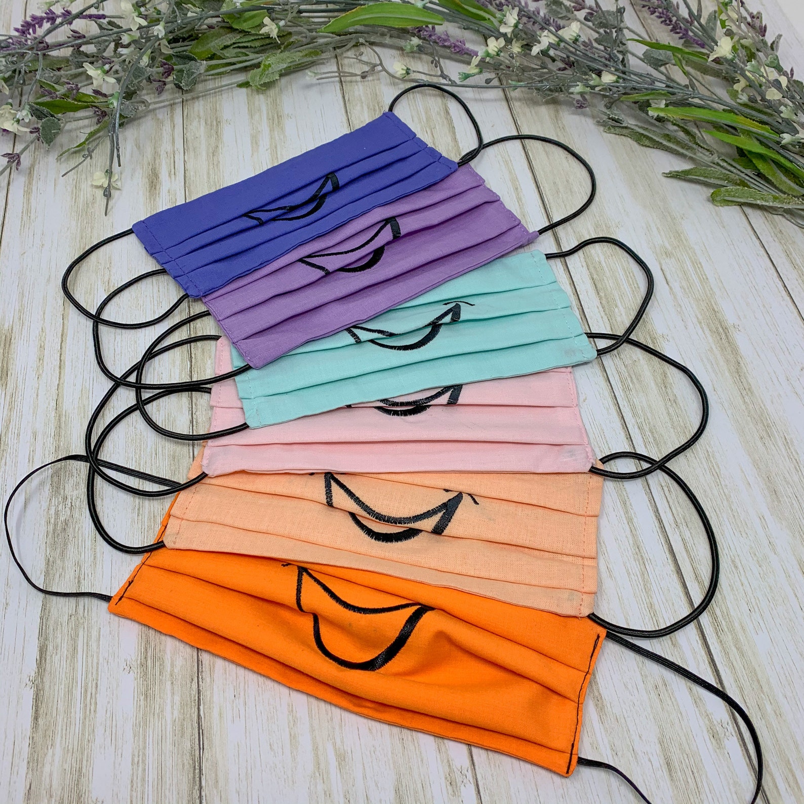 Smile Embroidered Face Mask. Cotton Handmade Mask for Face. - Etsy