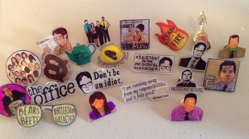 The Office Handmade Hand Drawn Pins | Etsy