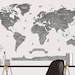 Extra Large World Map Wall Decal Grey World Map Wall Sticker Travel Map ...