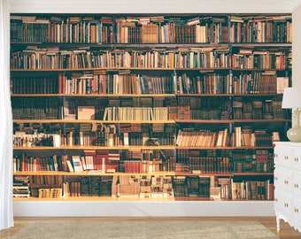 Books Library Wall Mural Old Library Peel and Stick Vinyl | Etsy