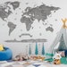 Extra Large World Map Wall Decal Grey World Map Wall Sticker Travel Map ...