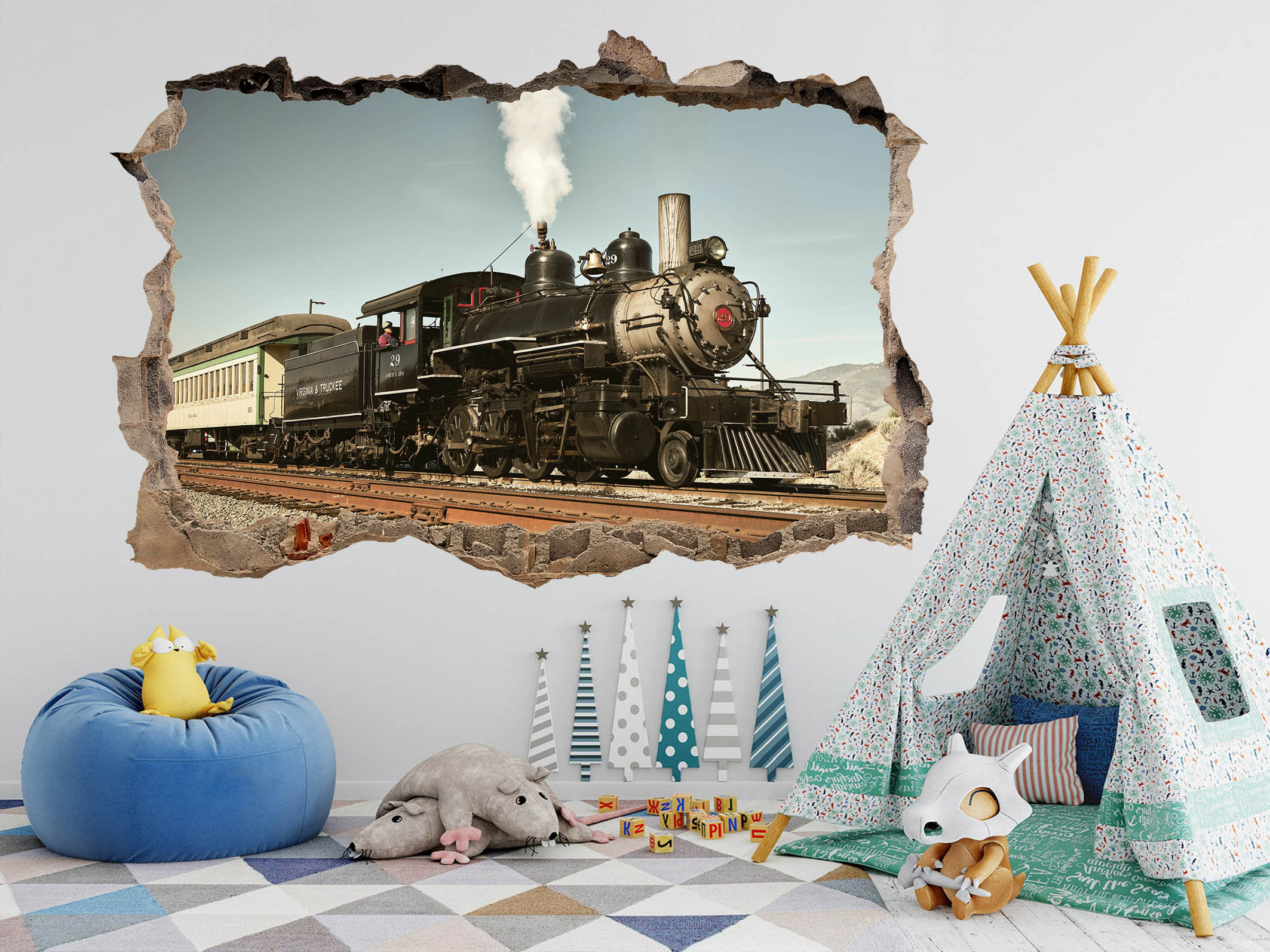 Steam Train Sticker Wall Decal Boy Room Decor Locomotive Wall Art Vinyl ...