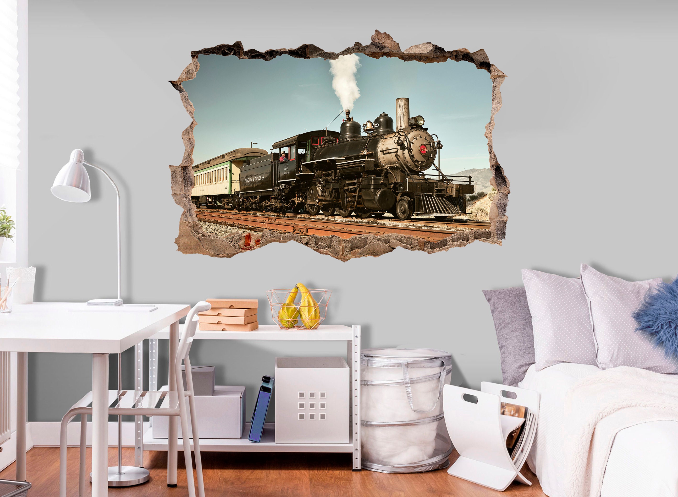 Steam Train Sticker Wall Decal Boy Room Decor Locomotive Wall Art Vinyl ...
