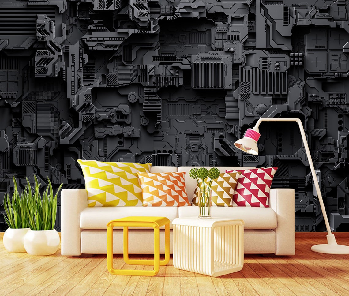 Abstract Graphics Wall Mural Computer Games Cyber Style - Etsy UK