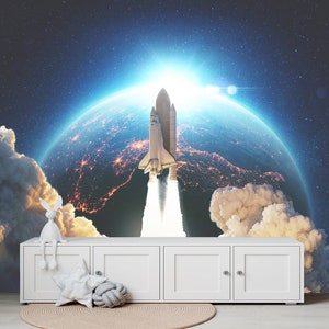 Space Shuttle Launch Wall Mural Wallpaper Peel and Stick Playroom ...