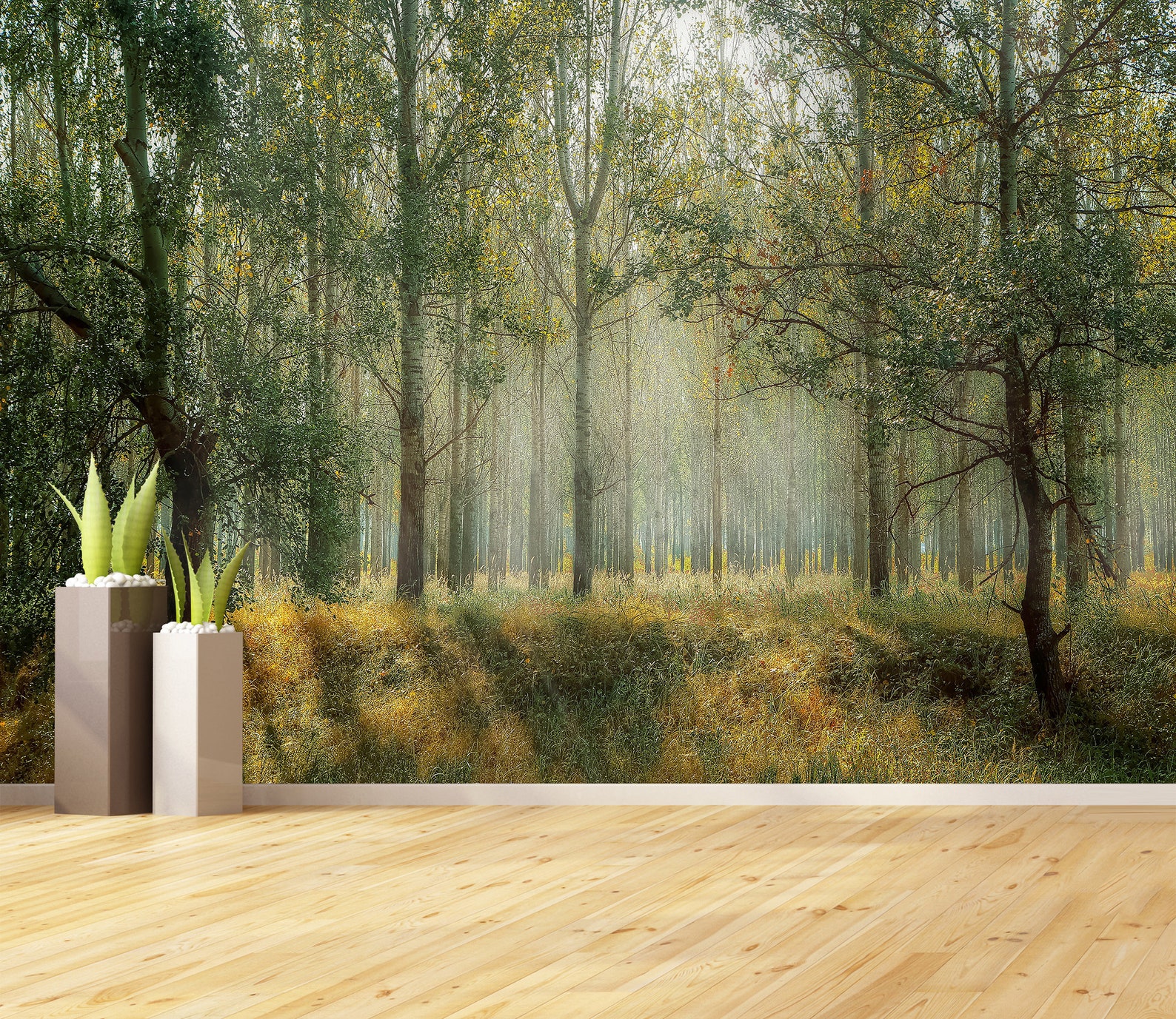 Nature Forest Wall Mural Wallpaper Bedroom Wallpaper Wilderness Trees ...