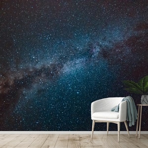 Photo of Dark Blue Starry Sky Wall Mural Milky Way Galaxy Wallpaper ...