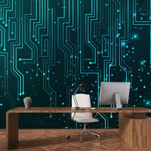Abstract Circuit Mural Technology Wallpaper Digital Art Electronic Wall ...