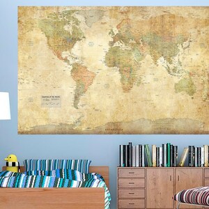 World Map Wallpaper Printable Peel&Stick Vinyl Wallpaper World | Etsy
