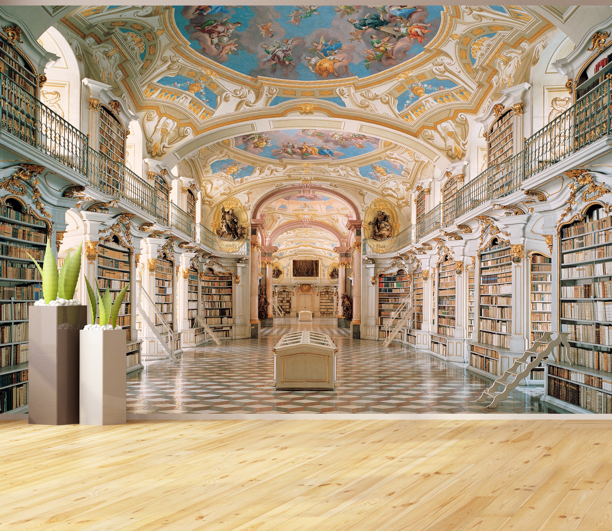 Books Library Wall Mural Old Library Peel and Stick Vinyl Wallpaper ...