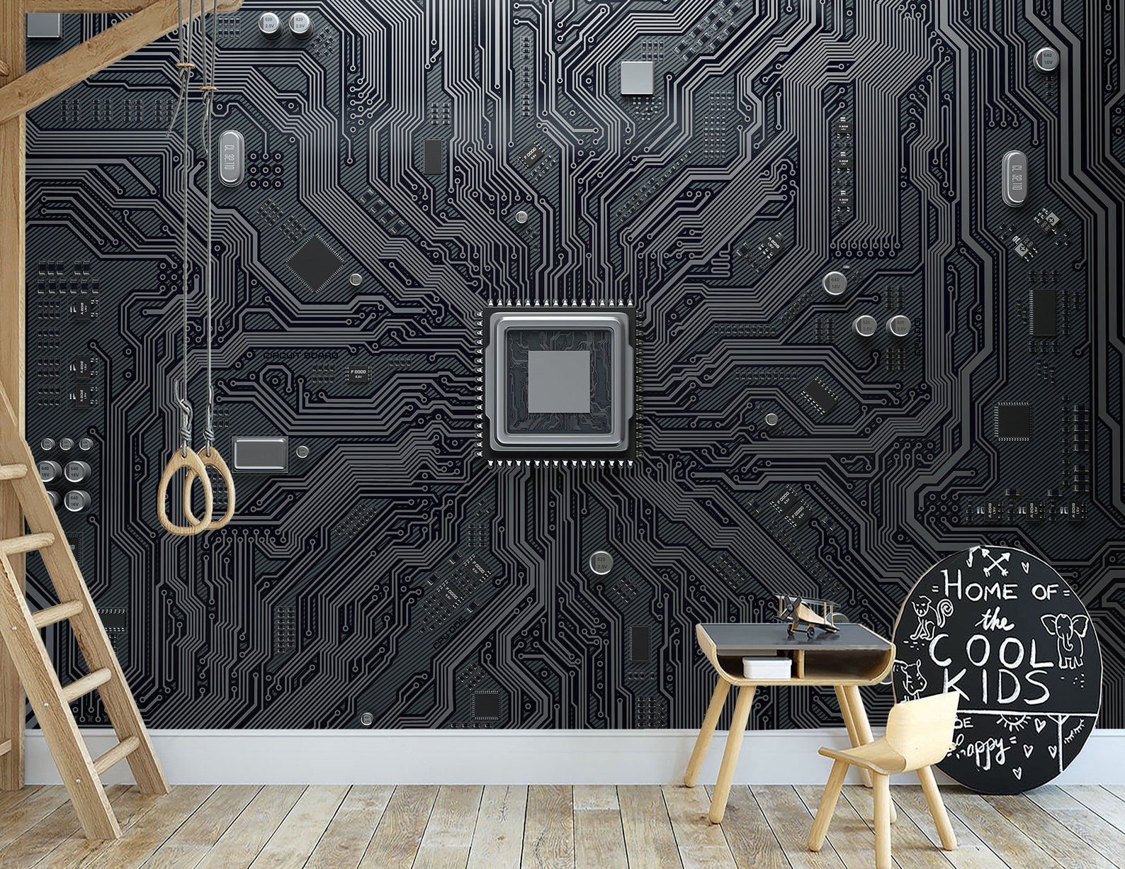 Cpu Chip on Circuit Board Wallpaper Peel and Stick Abstract Electronic ...
