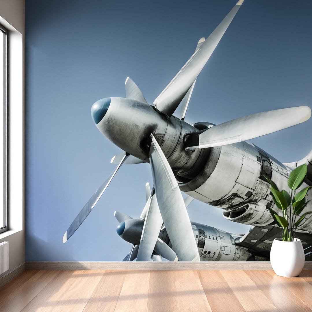 Aircraft Propeller Wall Mural Airplane Engine Wallpaper Peel and Stick ...