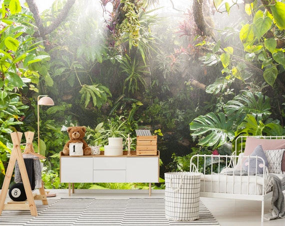Rainforest Greenery Mural Wallpaper Peel and Stick Nature - Etsy UK